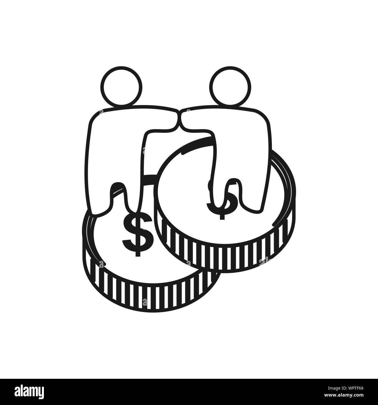 Stack coin money Commitment Teamwork Together Outline Logo Stock Vector ...