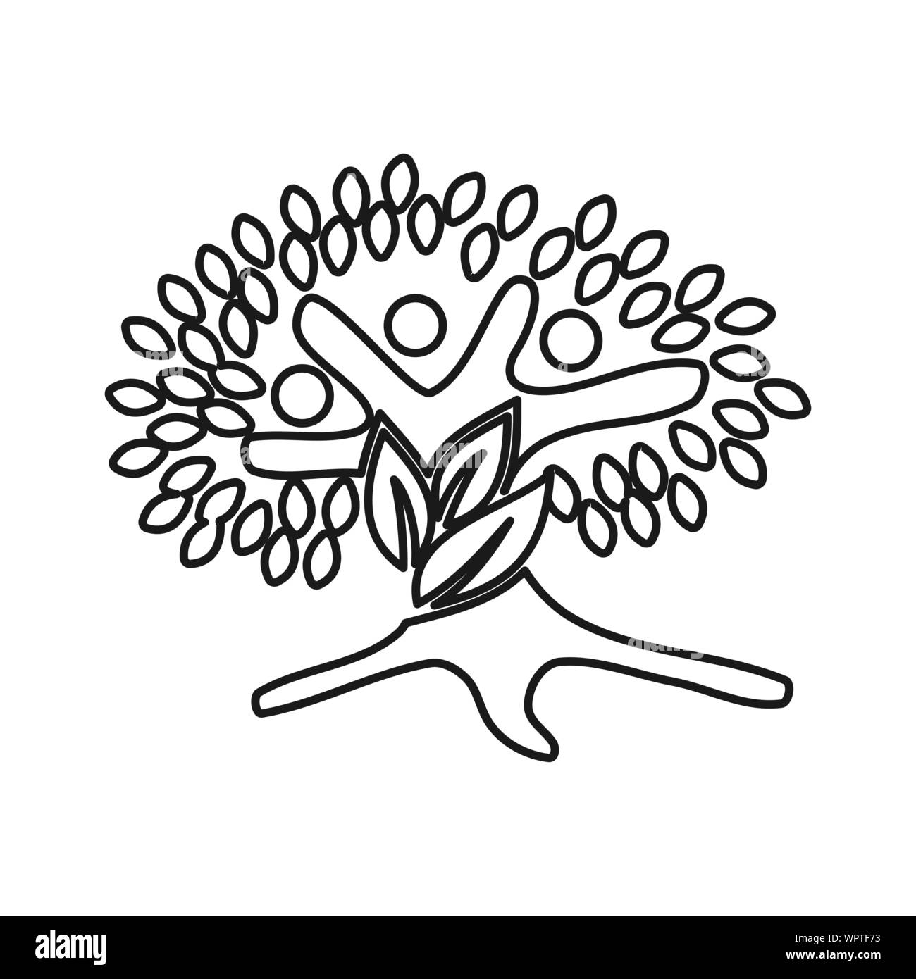 tree leaf people Commitment Teamwork Together Outline Logo Stock Vector Image & Art - Alamy