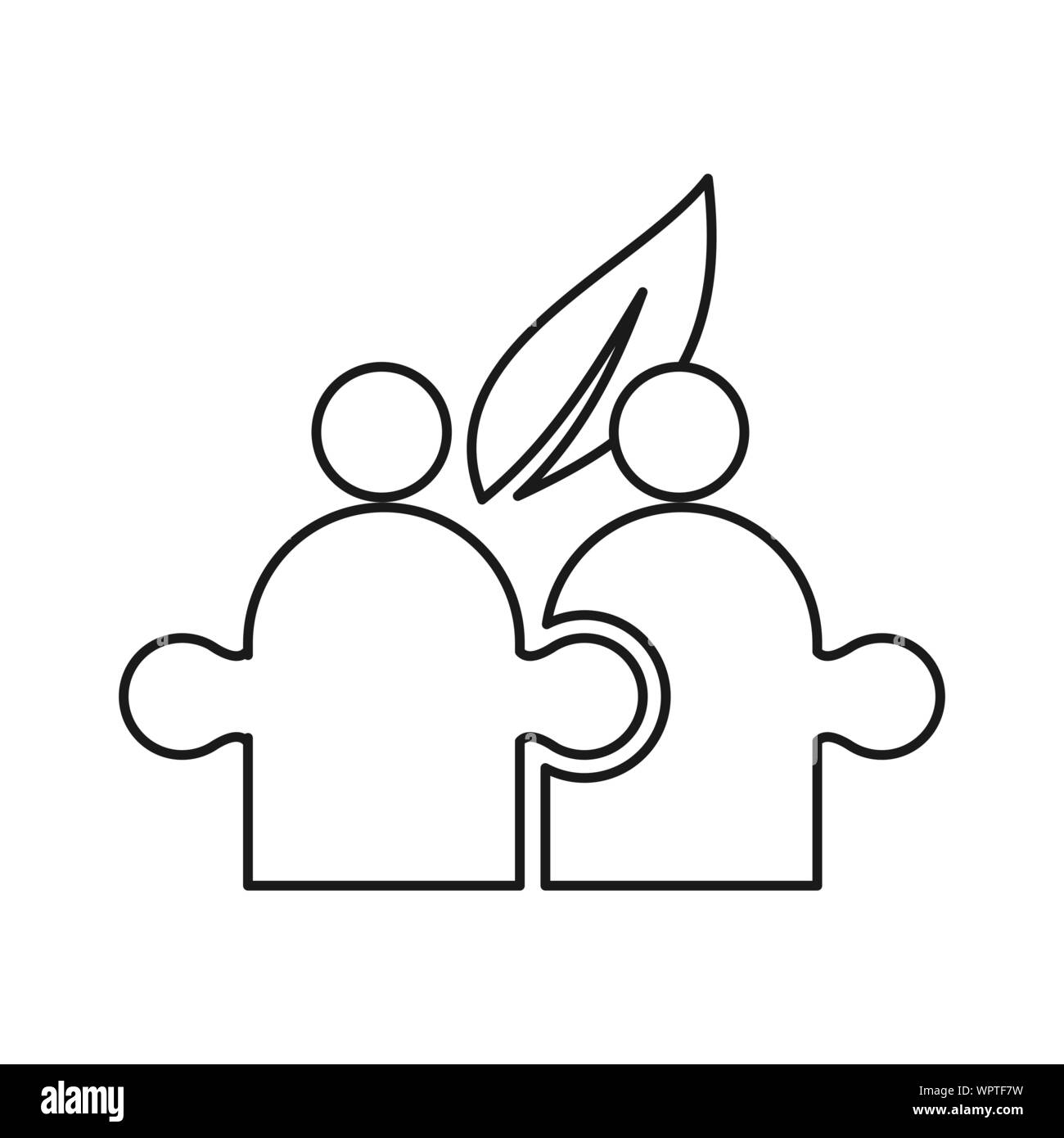 Puzzle Leaf Commitment Teamwork Together Outline Logo Stock Vector Image & Art - Alamy