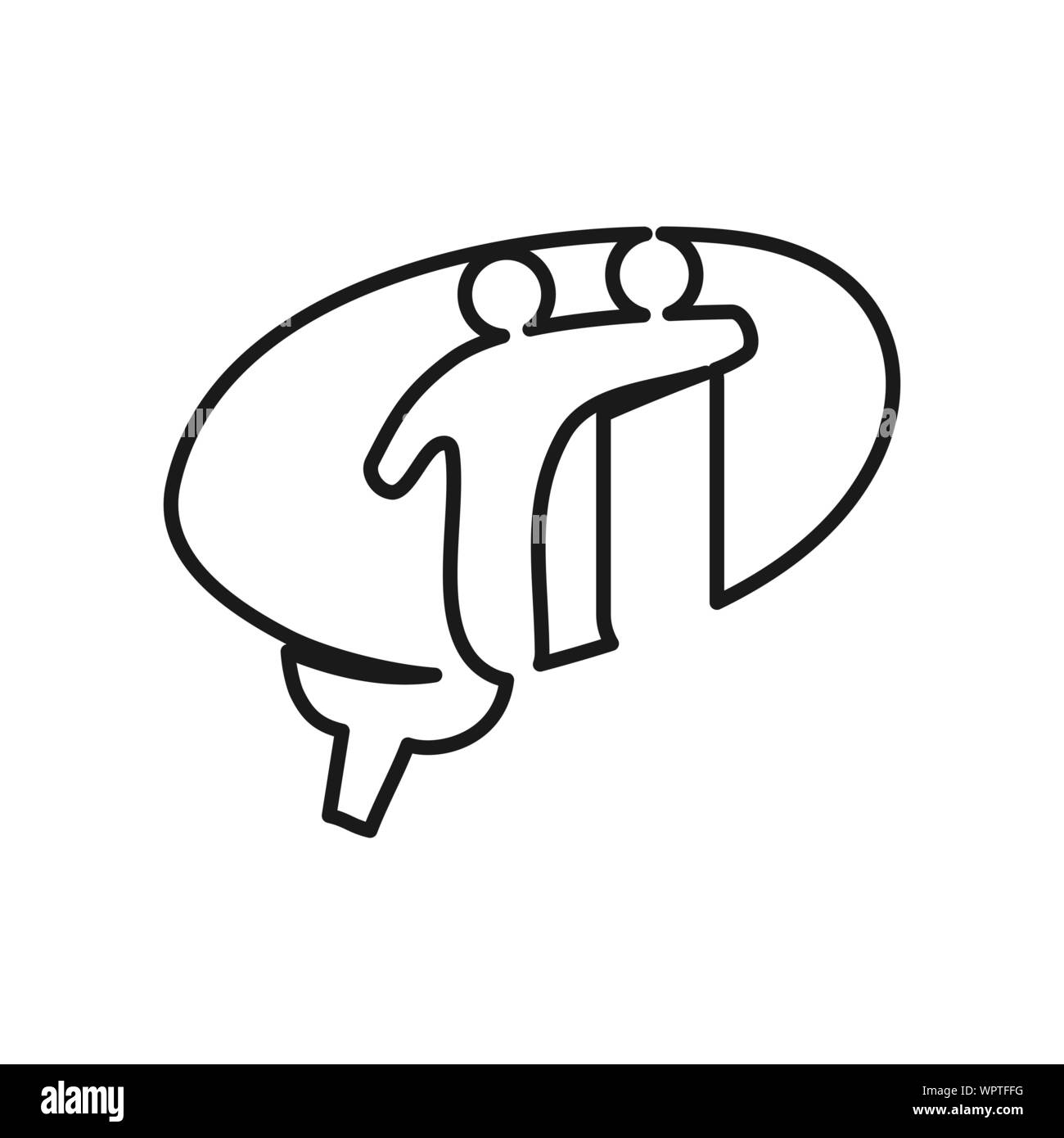 brain smart Commitment Teamwork Together Outline Logo Stock Vector ...