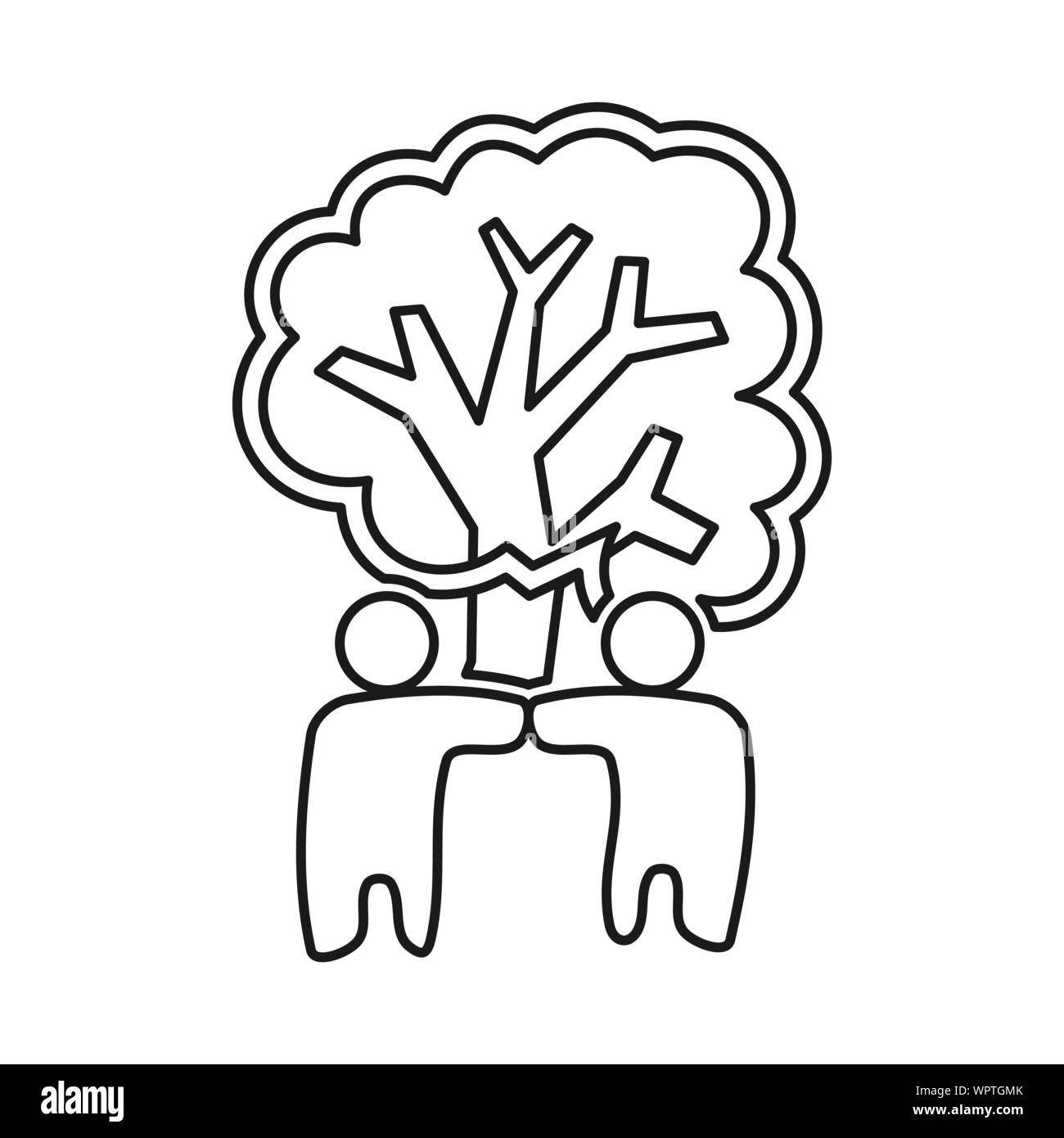 tree people Commitment Teamwork Together Outline Logo Stock Vector ...