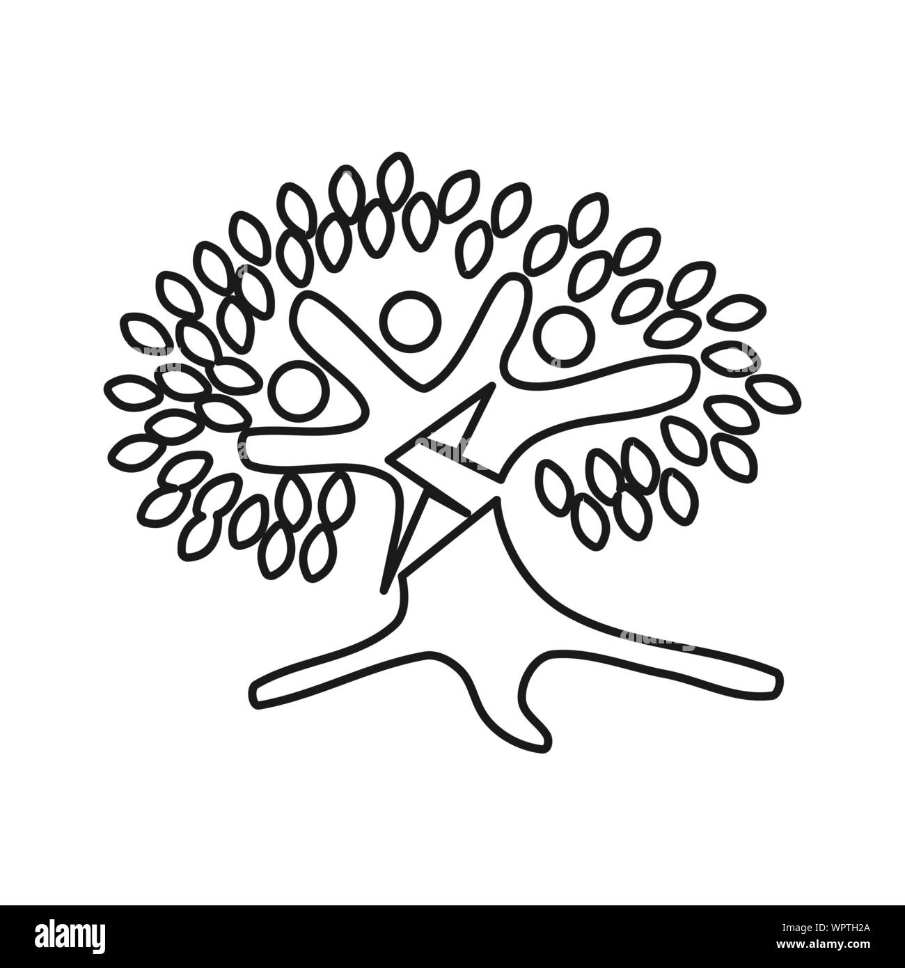 Tree Bolt Commitment Teamwork Together Outline Logo Stock Vector Image ...