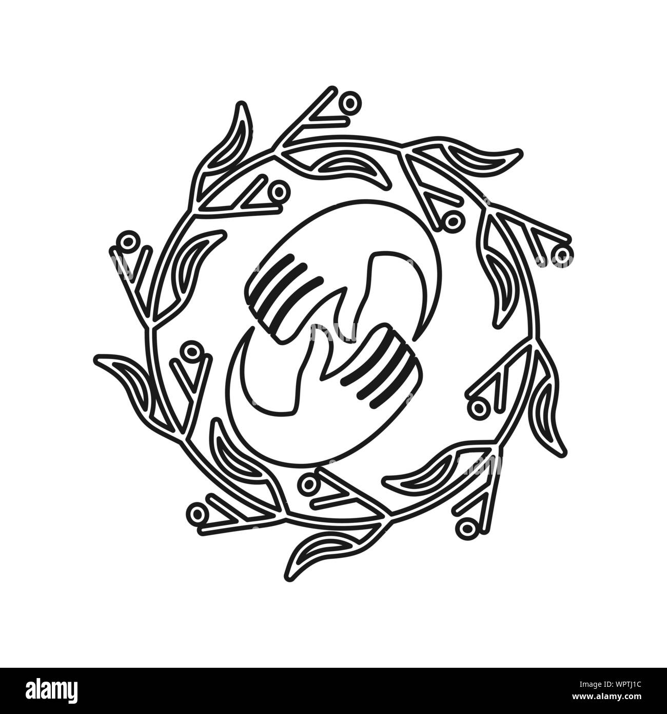 leaf hand rotation Commitment Teamwork Together Outline Logo Stock Vector Image & Art - Alamy