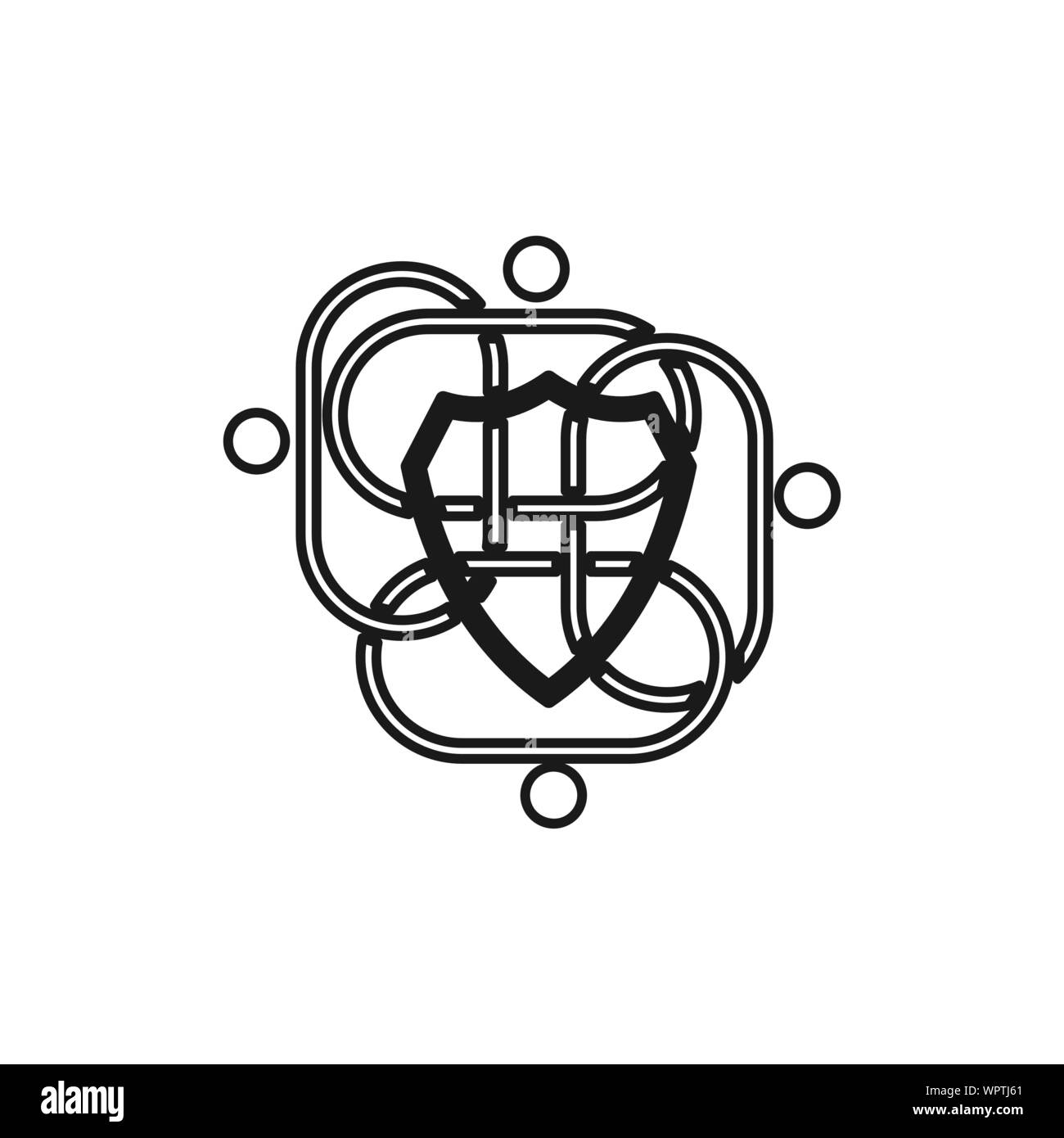 shield protection Commitment Teamwork Together Outline Logo Stock Vector Image & Art - Alamy