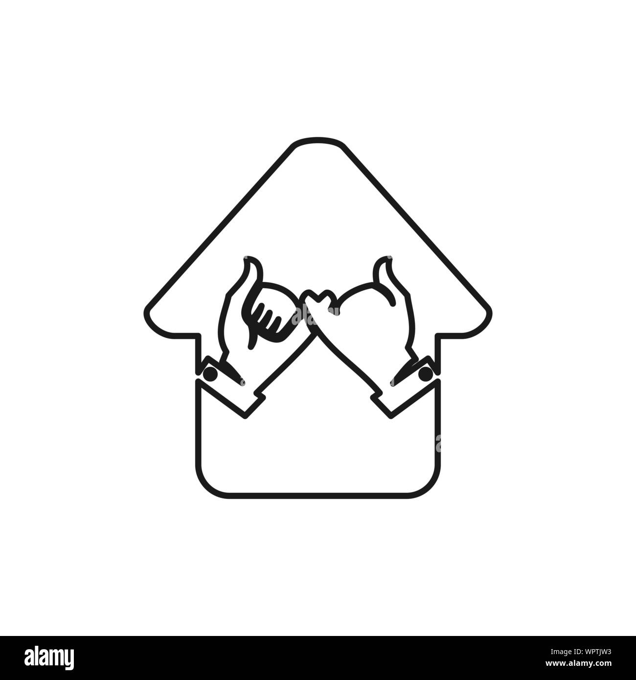 Home hand Commitment Teamwork Together Outline Logo Stock Vector Image ...