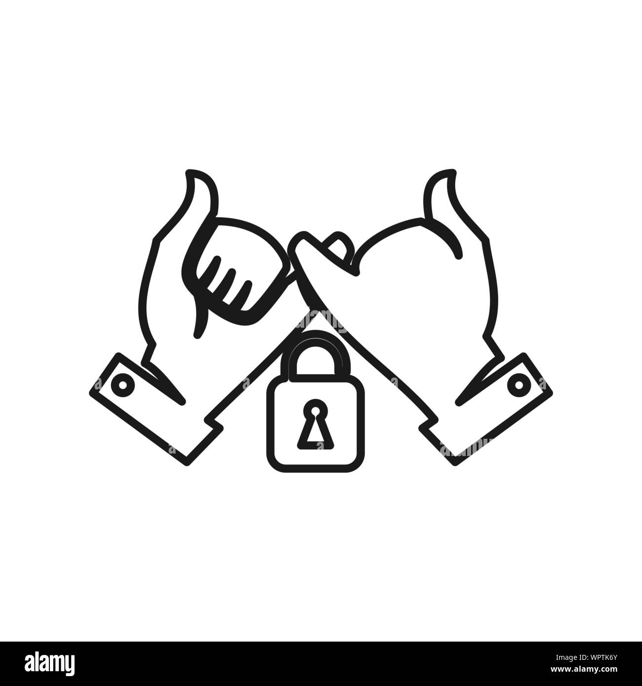 Lock Secure Commitment Teamwork Together Outline Logo Stock Vector Image & Art - Alamy