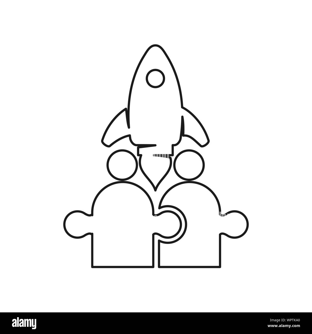 rocket puzzle people Commitment Teamwork Together Outline Logo Stock Vector Image & Art - Alamy
