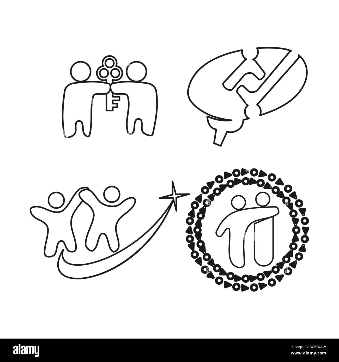 key brain star Commitment Teamwork Together Outline Logo Stock Vector ...