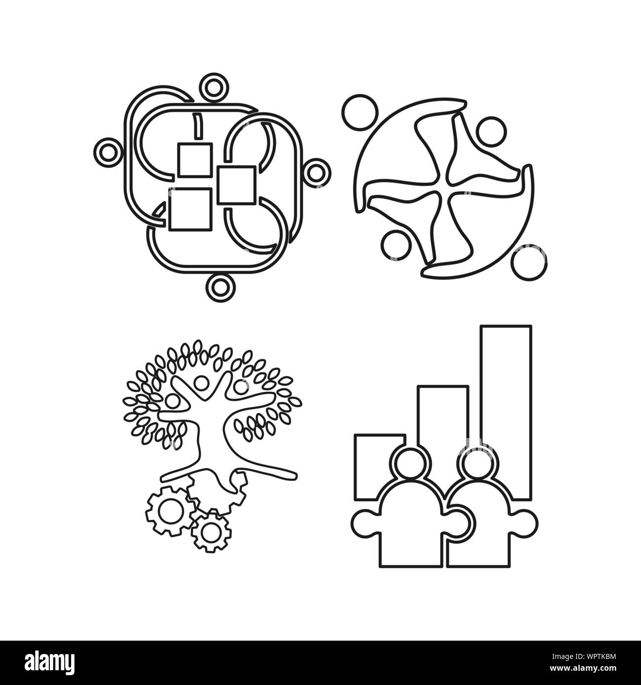 tree business gear Commitment Teamwork Together Outline Logo Stock ...