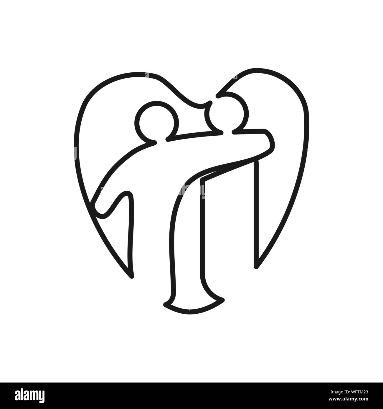 Love Heart Commitment Teamwork Together Outline Logo Stock Vector Image ...