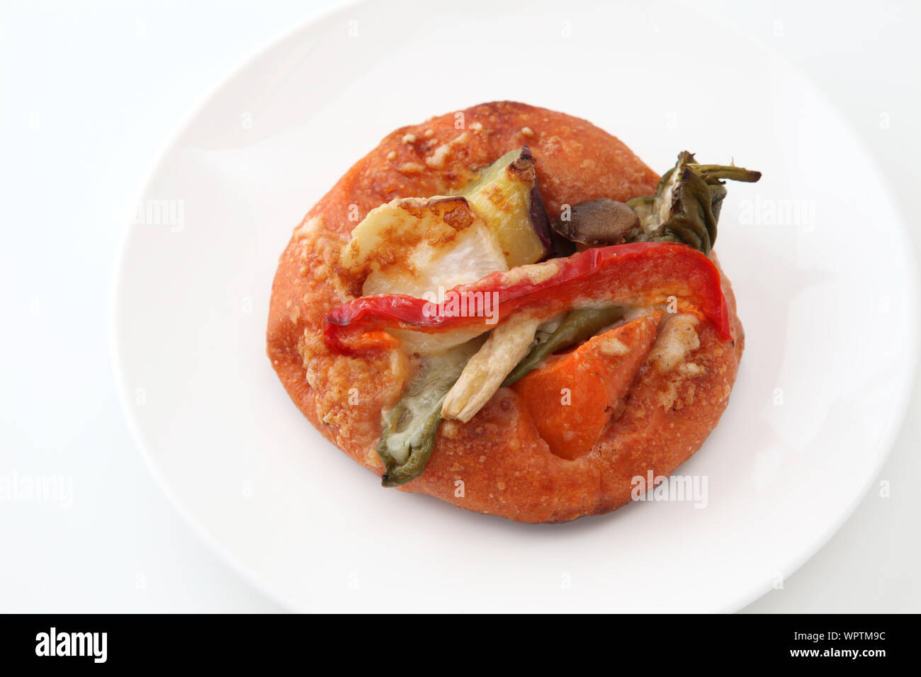 vegetables pizza bread isolated on white background Stock Photo - Alamy