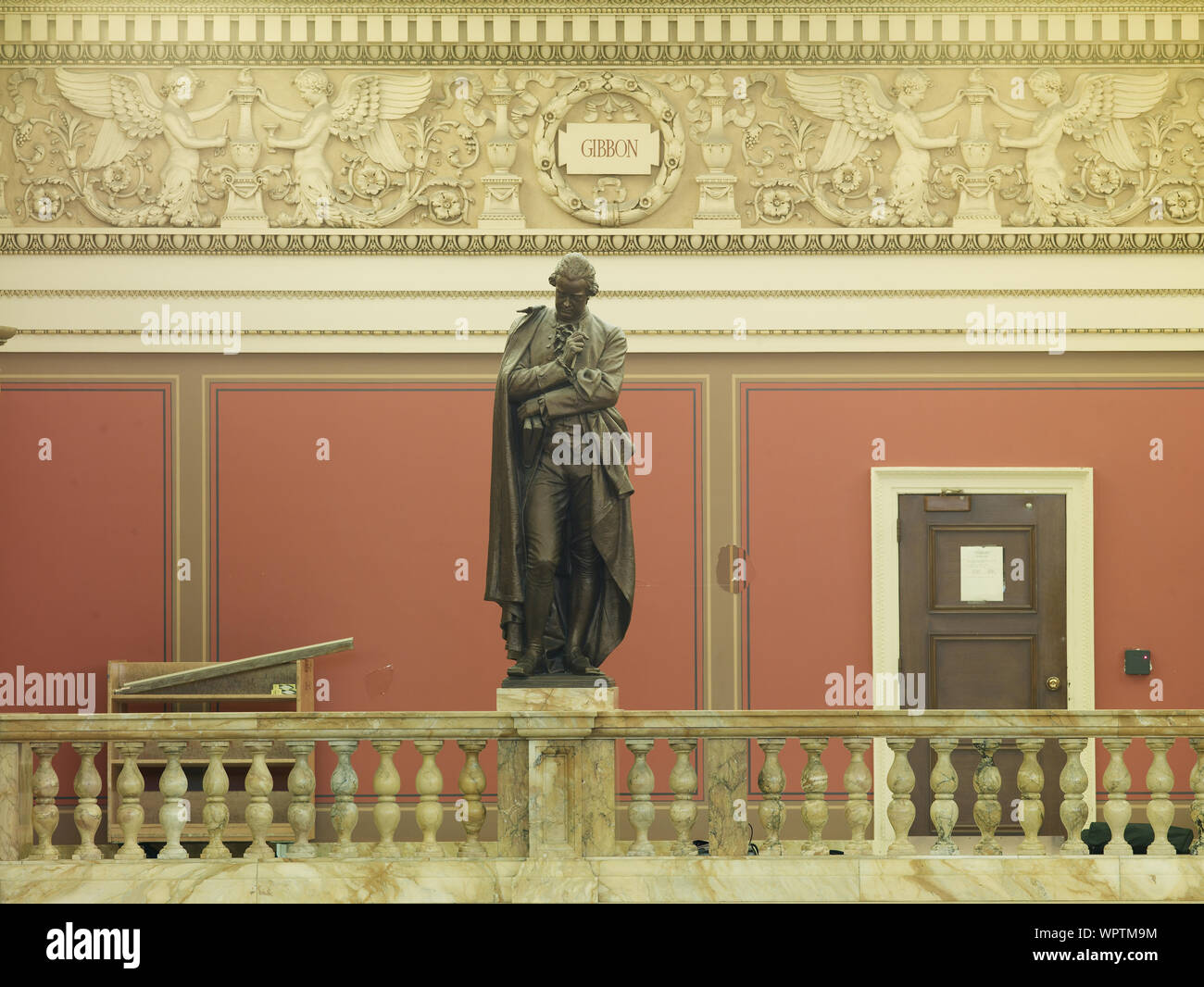 Main Reading Room. Portrait statue of Gibbon along the balustrade ...