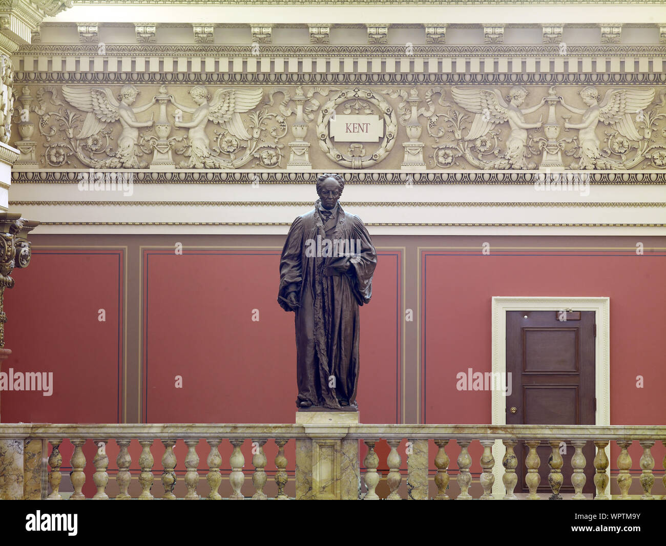 Main Reading Room. Portrait statue of Kent along the balustrade ...
