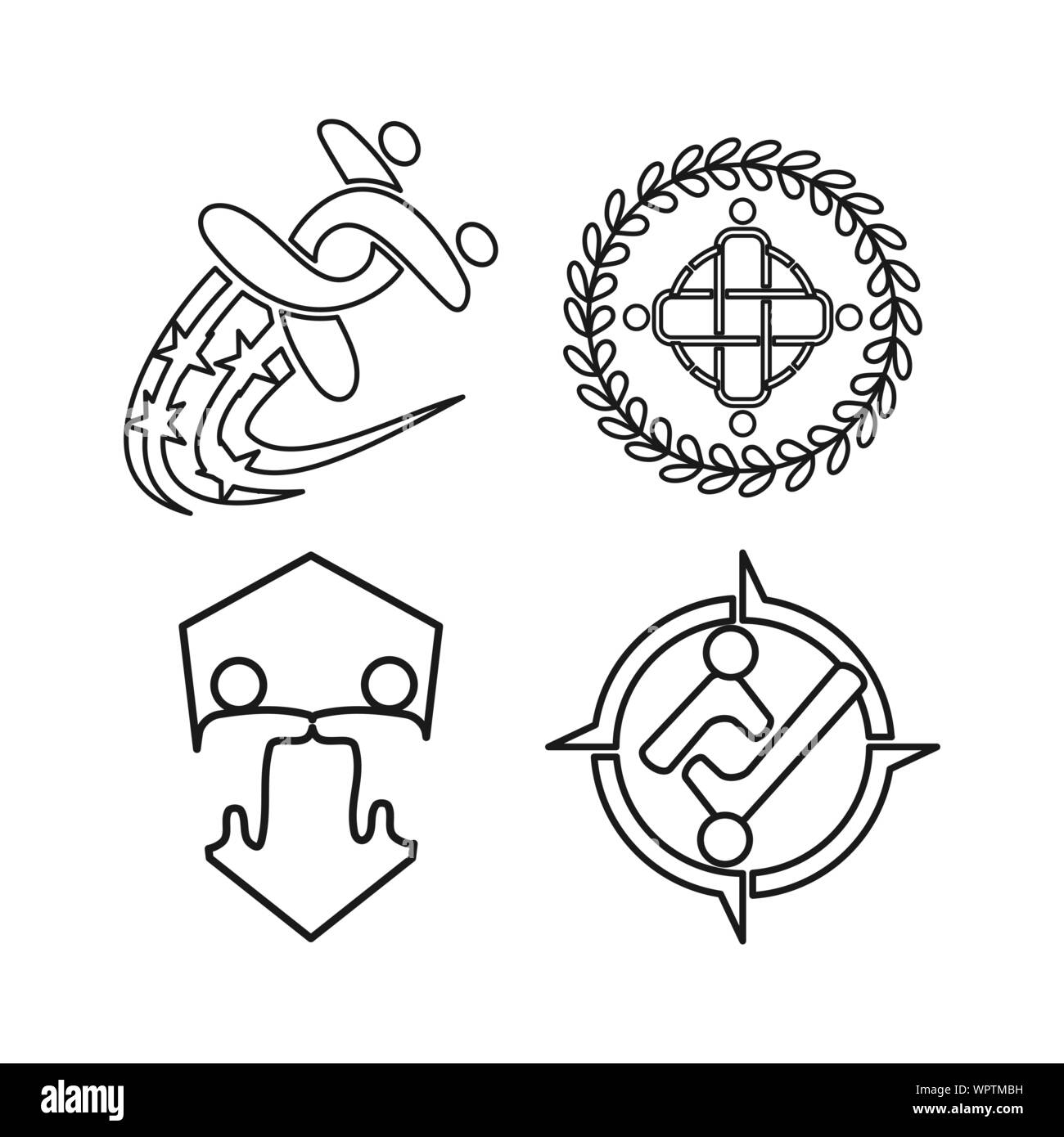 shield leaf star Commitment Teamwork Together Outline Logo Stock Vector Image & Art - Alamy