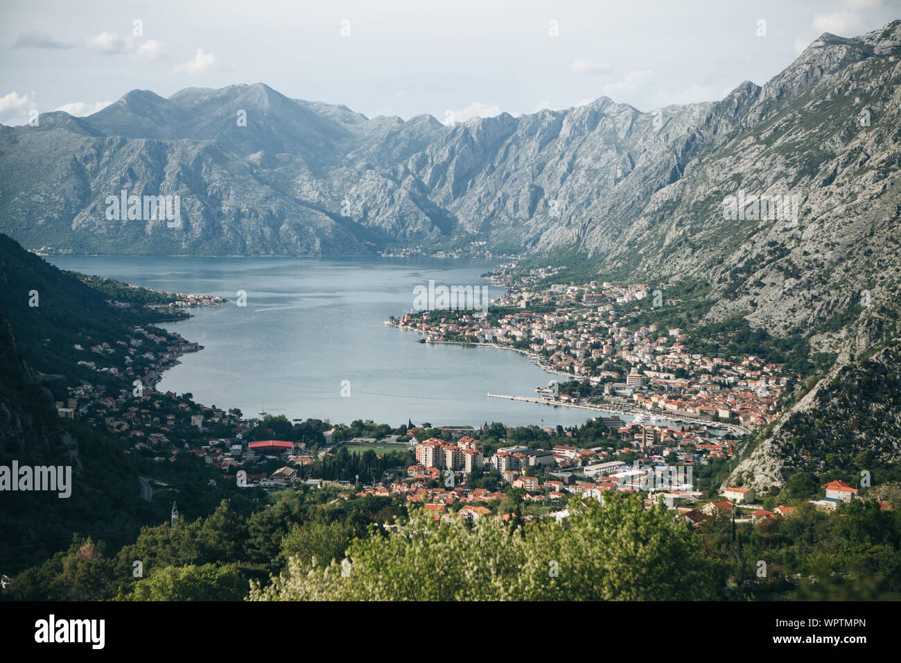 Beautiful view of the Bay of Kotor in Montenegro. Aerial view of the ...