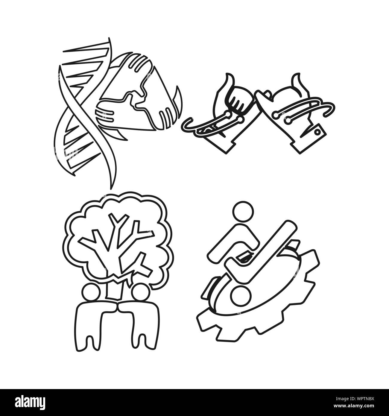 genetic gear tree Commitment Teamwork Together Outline Logo Stock Vector Image & Art - Alamy