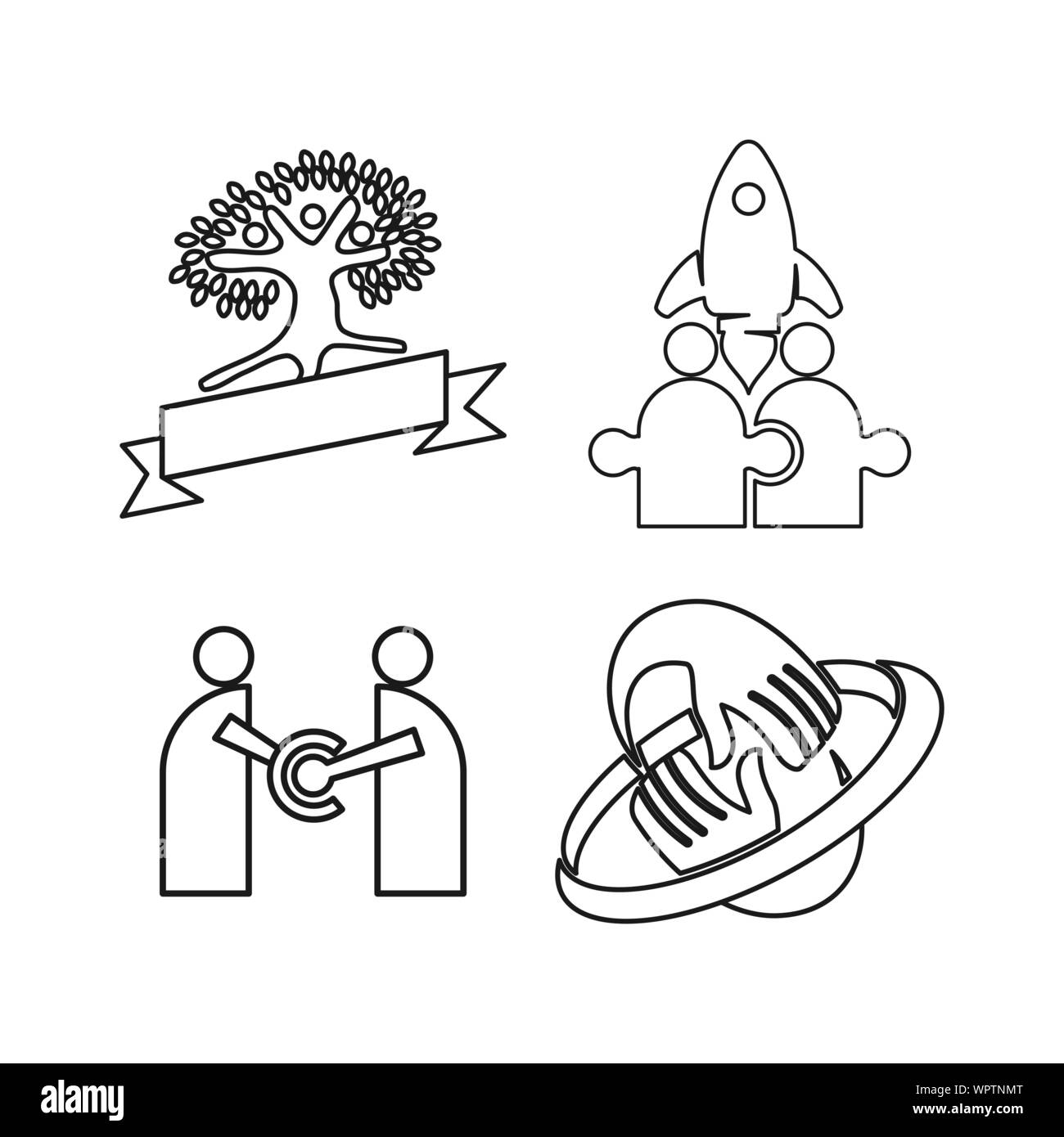 rocket tree ribbon Commitment Teamwork Together Outline Logo Stock Vector Image & Art - Alamy