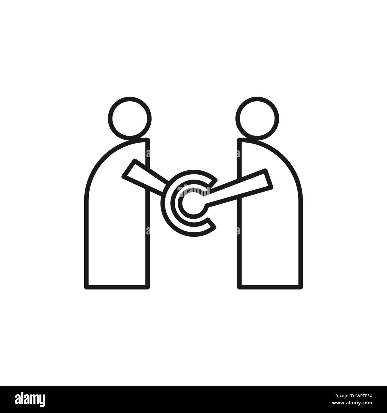 People handshake Commitment Teamwork Together Outline Logo Stock Vector ...