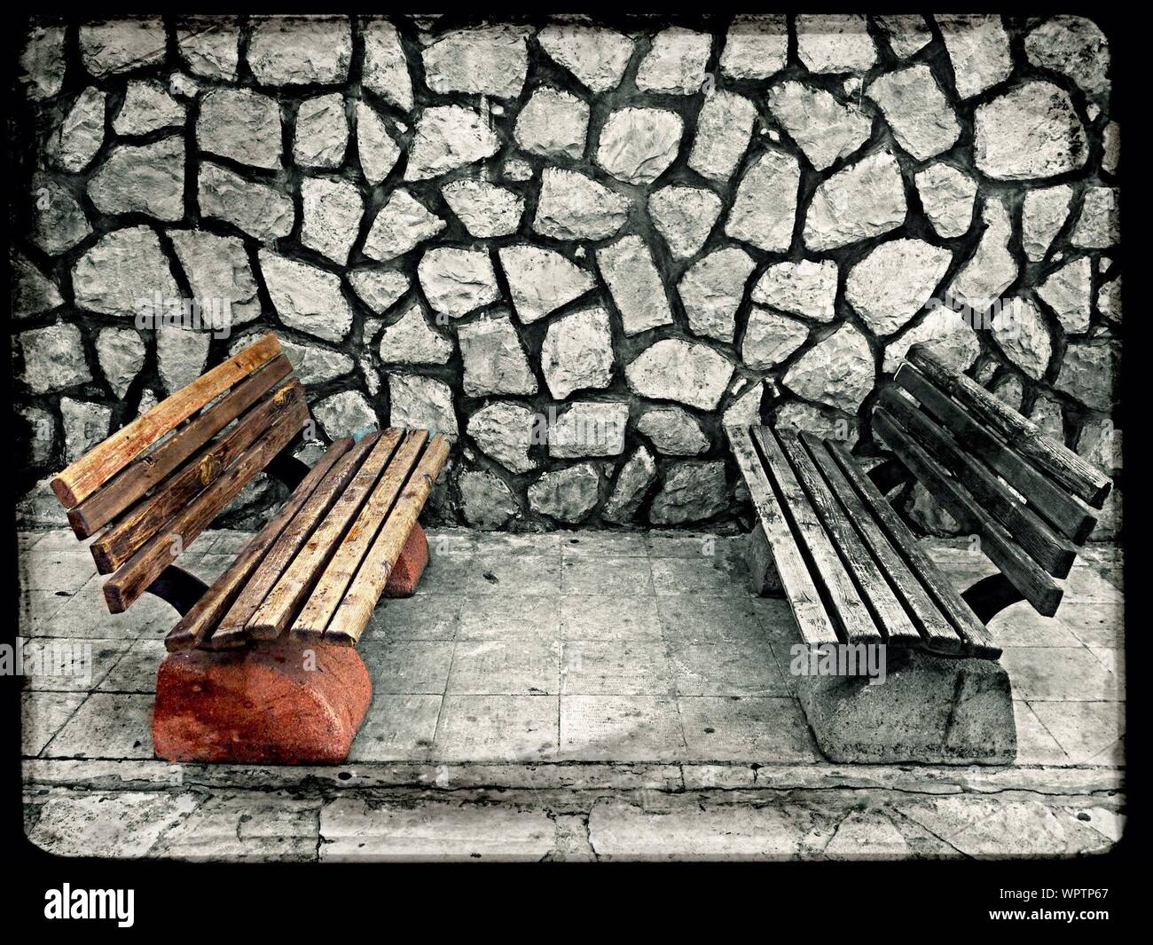 Two empty benches hi-res stock photography and images - Alamy