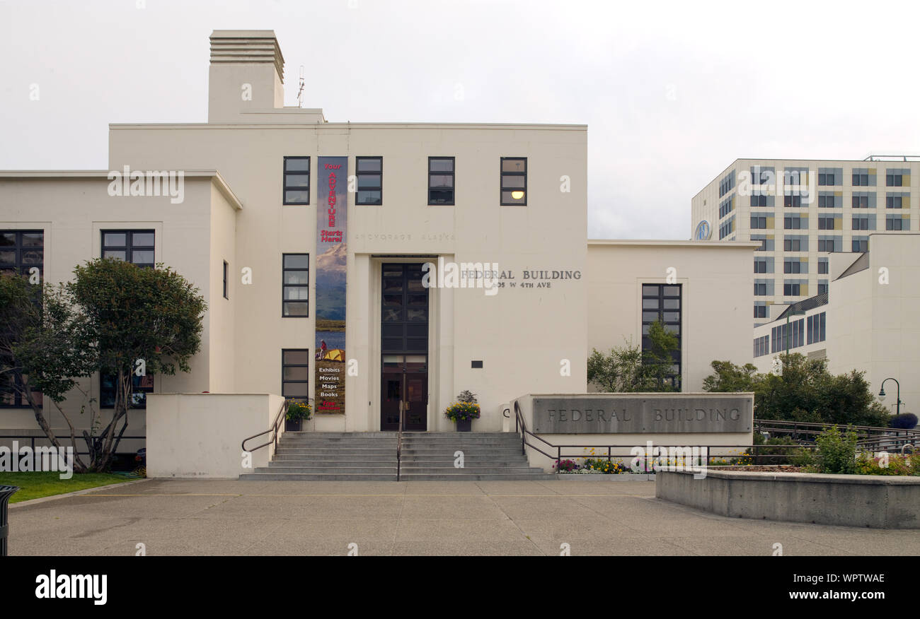 Main entrance doorway, Federal Building, Anchorage, Alaska Stock Photo ...