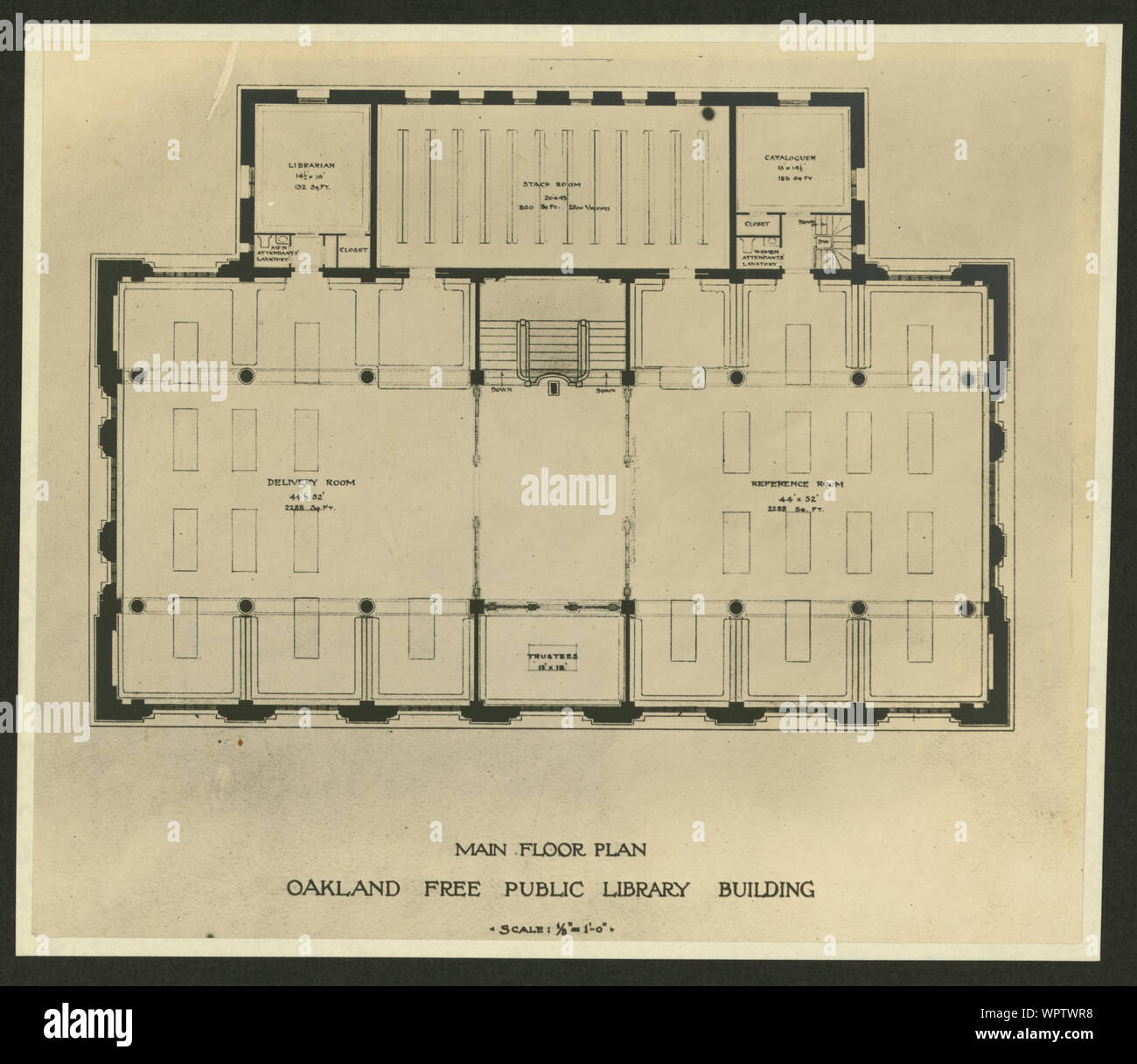 Main floor plan , Oakland Free Public Library building Stock Photo - Alamy