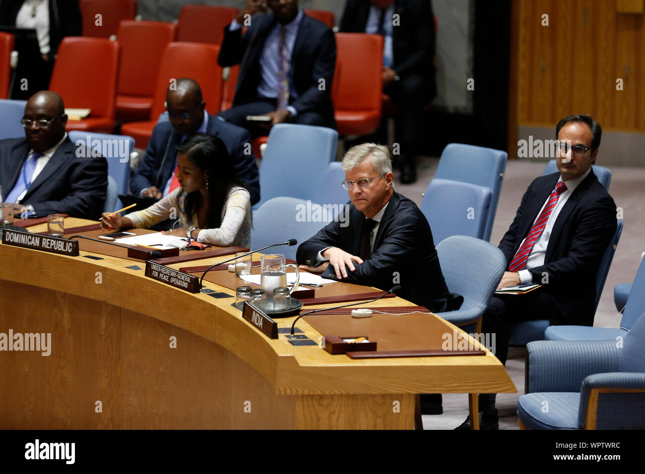 United Nations, Front) attends a UN Security Council meeting on the UN ...