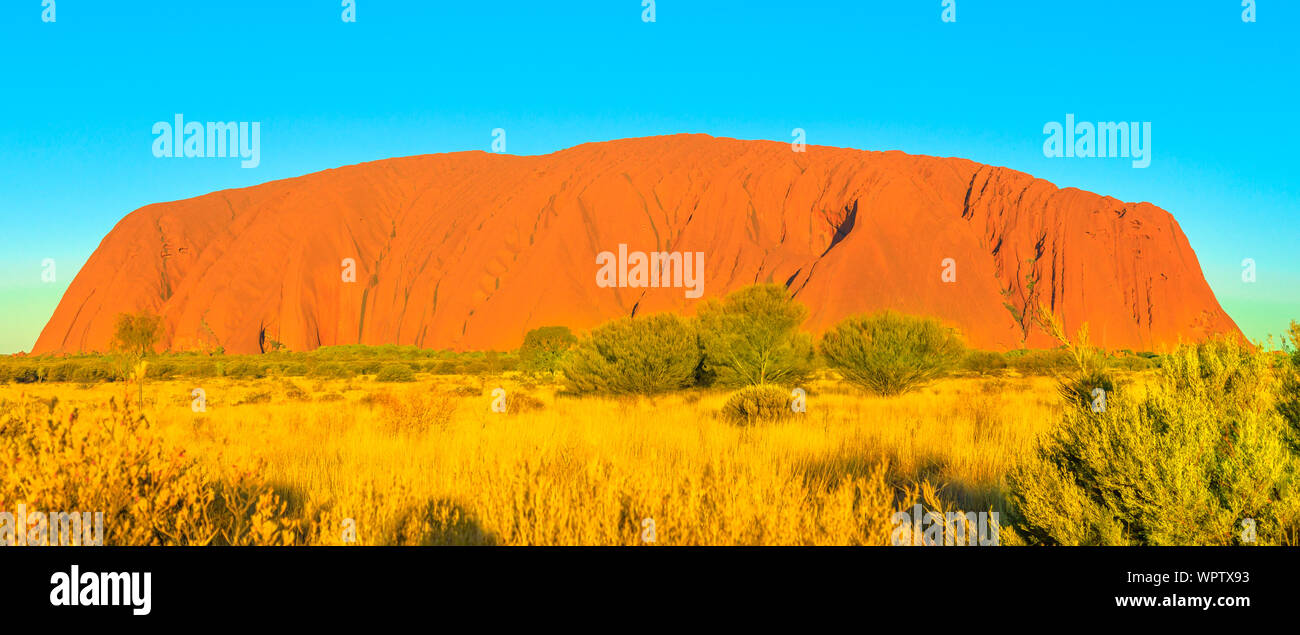 Banner of Uluru or Ayers Rock in winter season, the huge sandstone ...