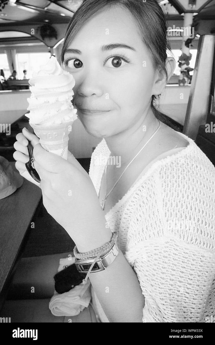 Ice cream portrait cone Black and White Stock Photos & Images - Alamy