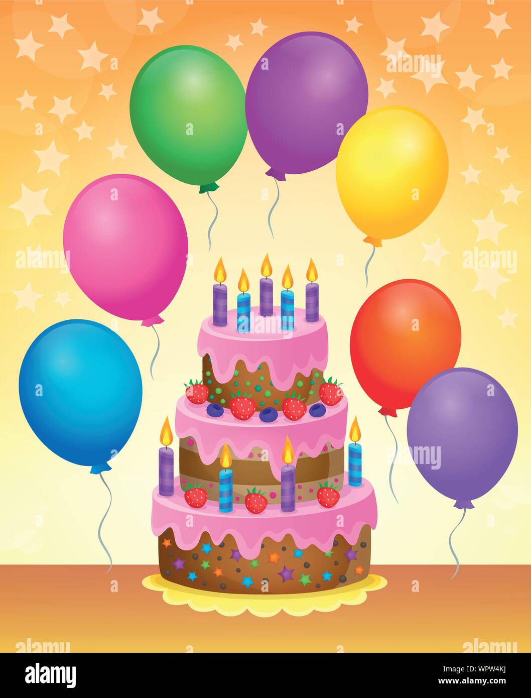 Birthday cake 6 candles Stock Vector Images - Alamy