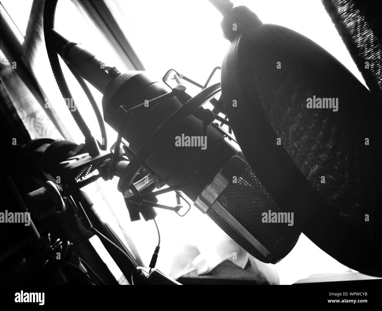 Recording studio window Black and White Stock Photos & Images - Alamy