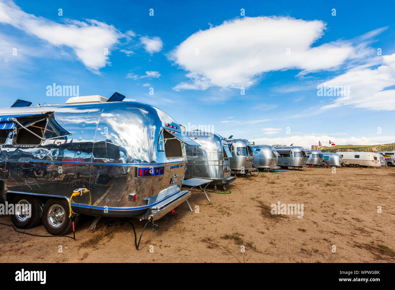 Airstream camping trailers at the Vintage Airstream Club Rocky Mountain ...