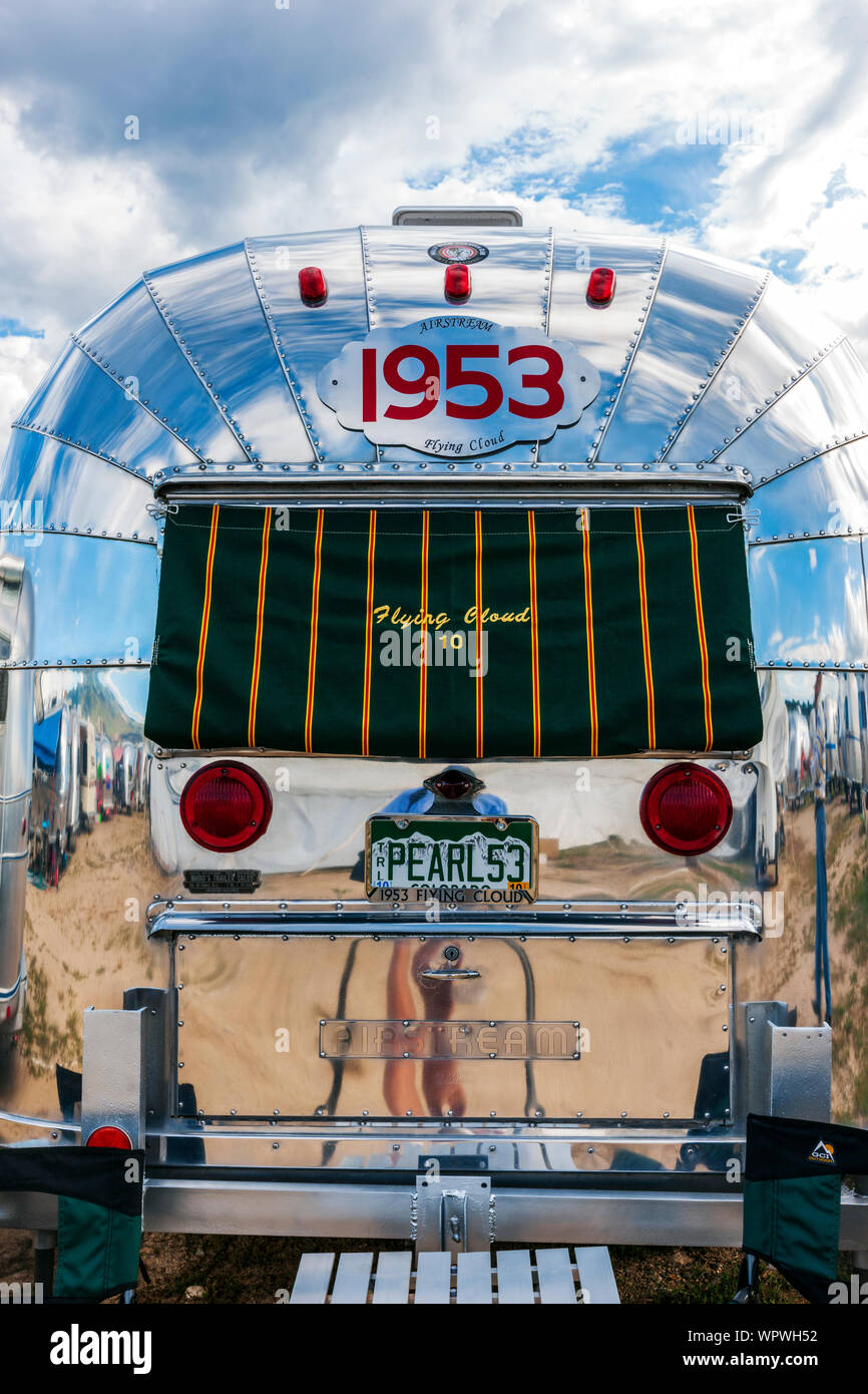 Airstream camping trailers at the Vintage Airstream Club Rocky Mountain ...