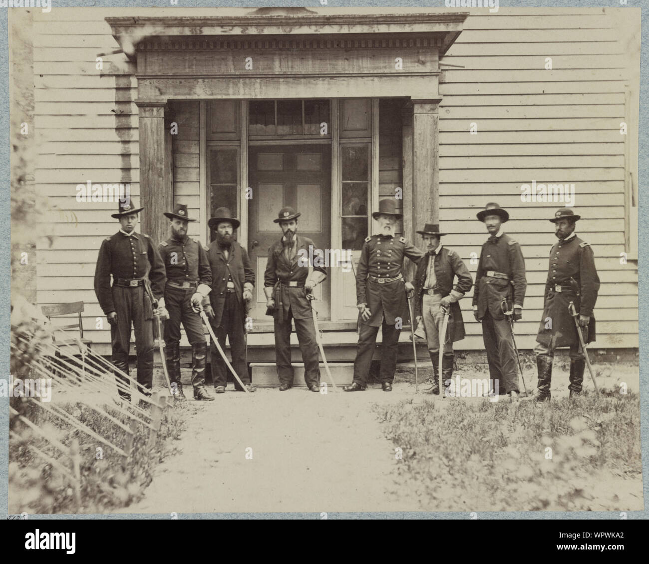 Major General E. V. Sumner and staff Abstract: Portrait shows General ...