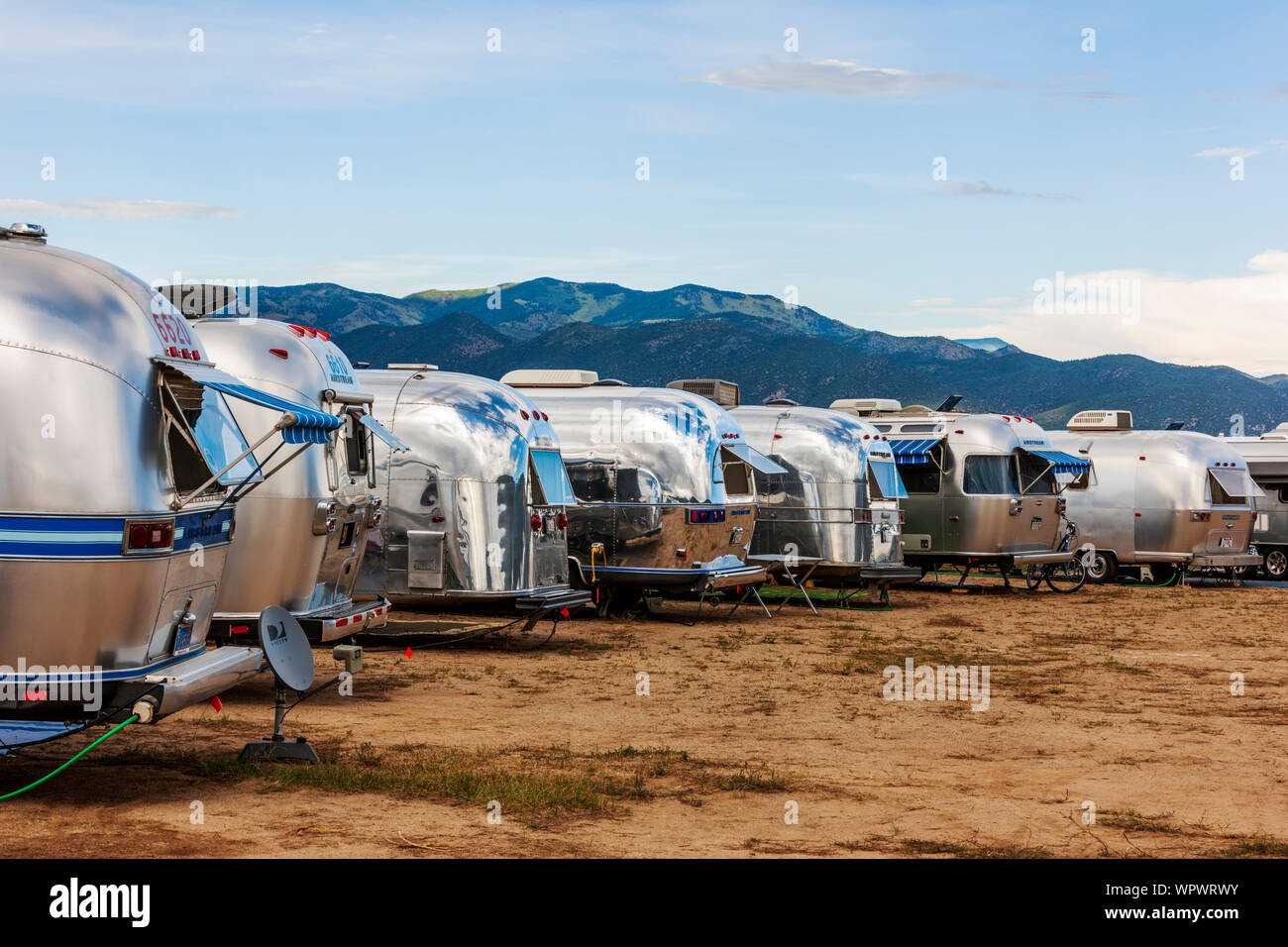 Airstream camping trailers at the Vintage Airstream Club Rocky Mountain ...