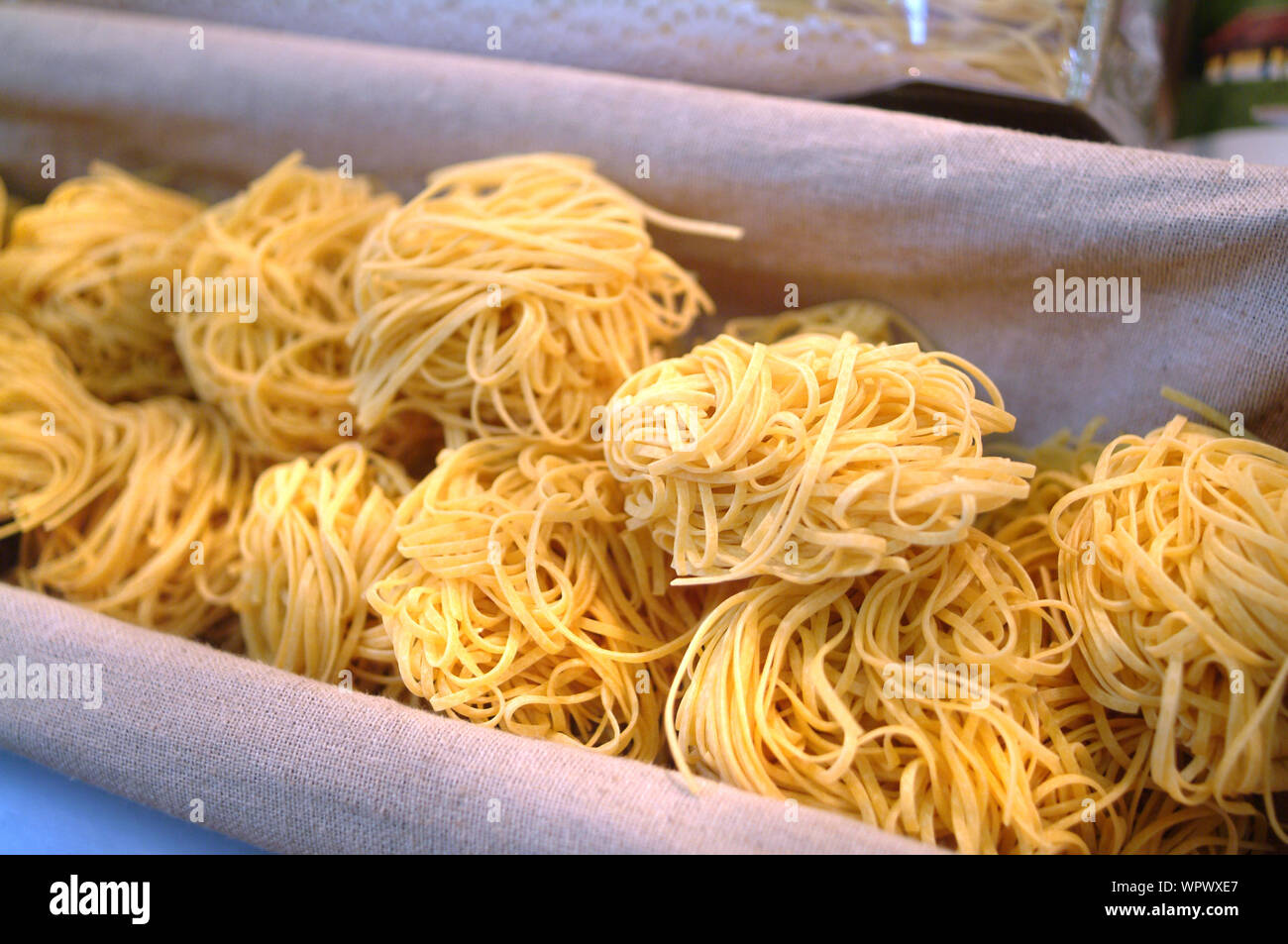 Italian fresh Pasta Tagliolini with egg Stock Photo - Alamy