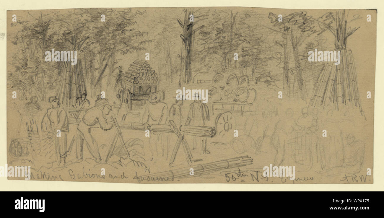 Making Gabions and fascines. 50th N.Y. Engineers Stock Photo - Alamy