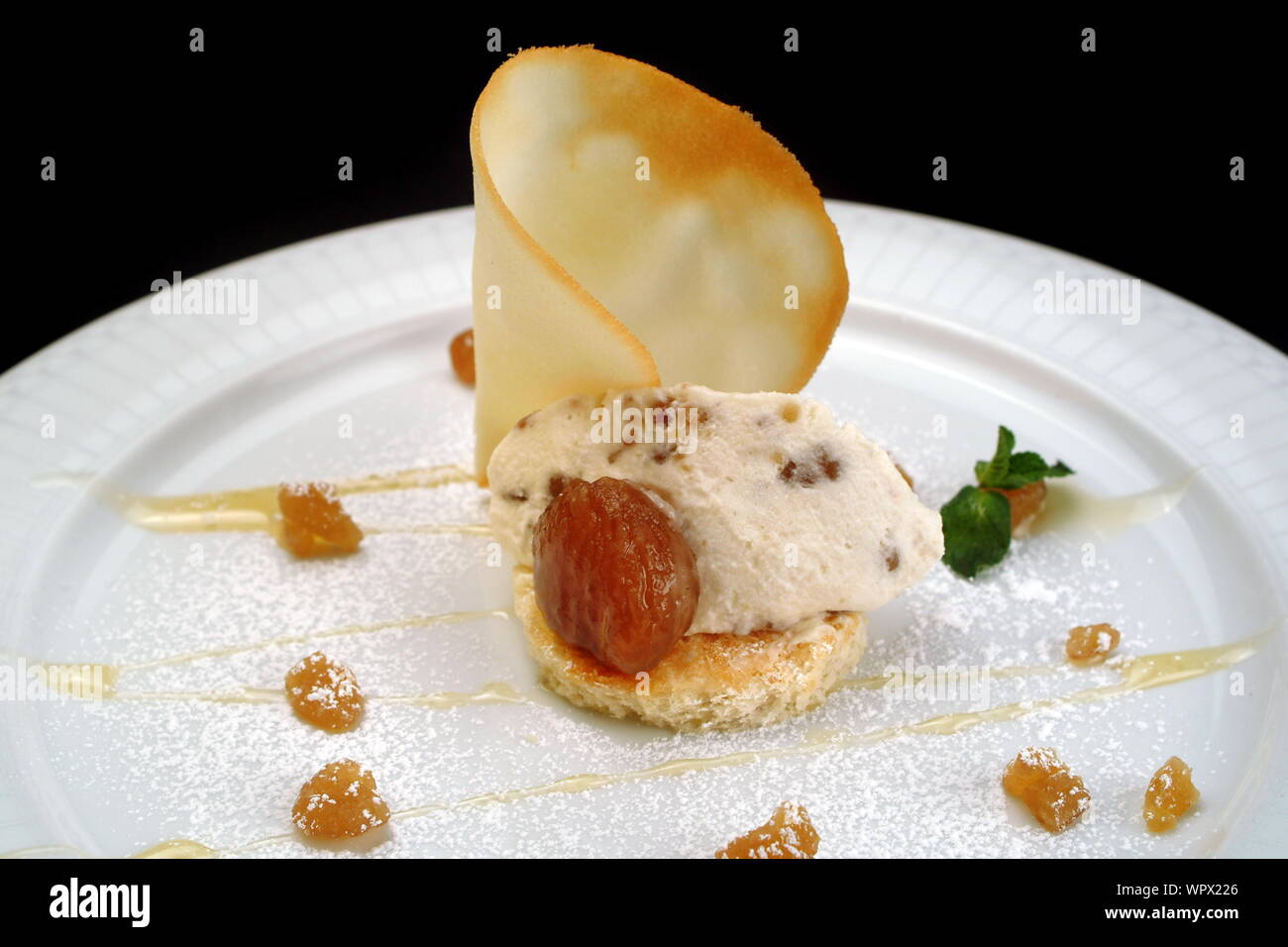 Italian food recipes, creamy mousse with chestnuts Stock Photo - Alamy