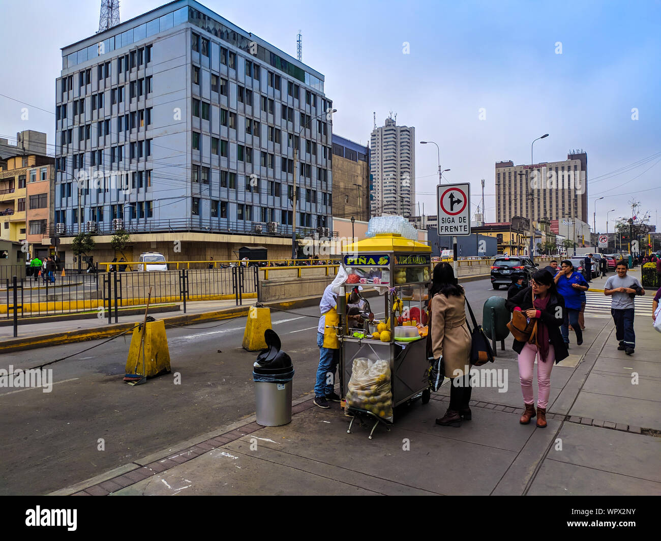 Old colonial buildings at the old center of the Peruvian capital Lima ...