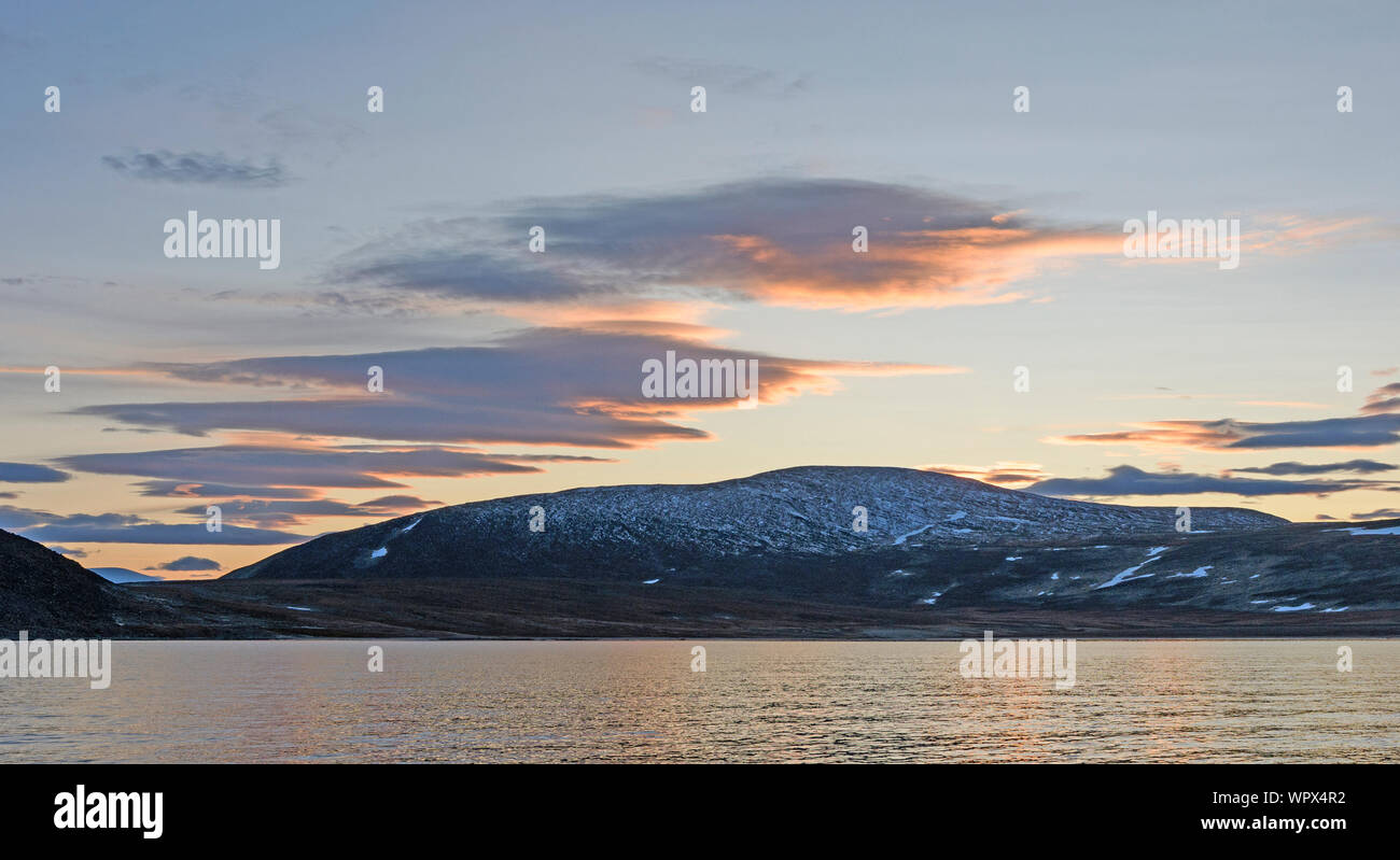 Sunset in the High Arctic on Isabella Bay in in Baffin Island in ...