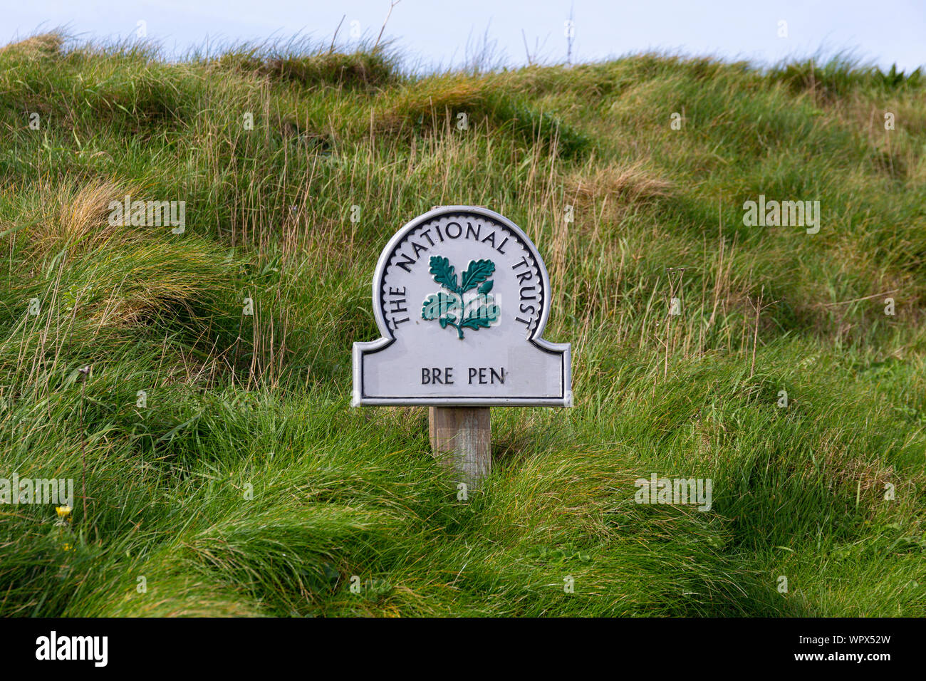 National Trust sign for Bre Pen, Cornwall, England UK Stock Photo - Alamy