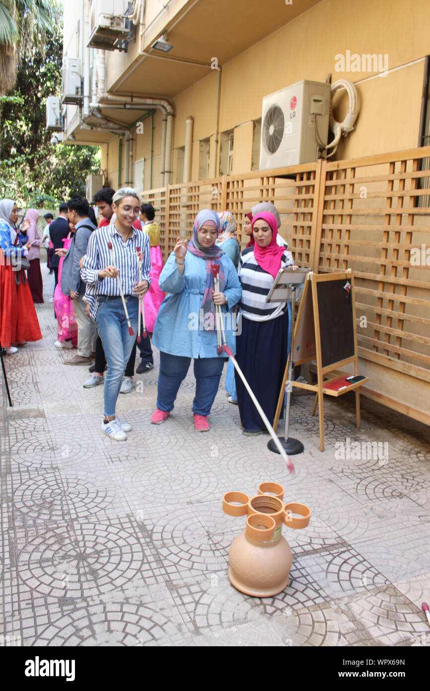 10th Sep, 2019. Korean culture event in Cairo Egyptian people give ...