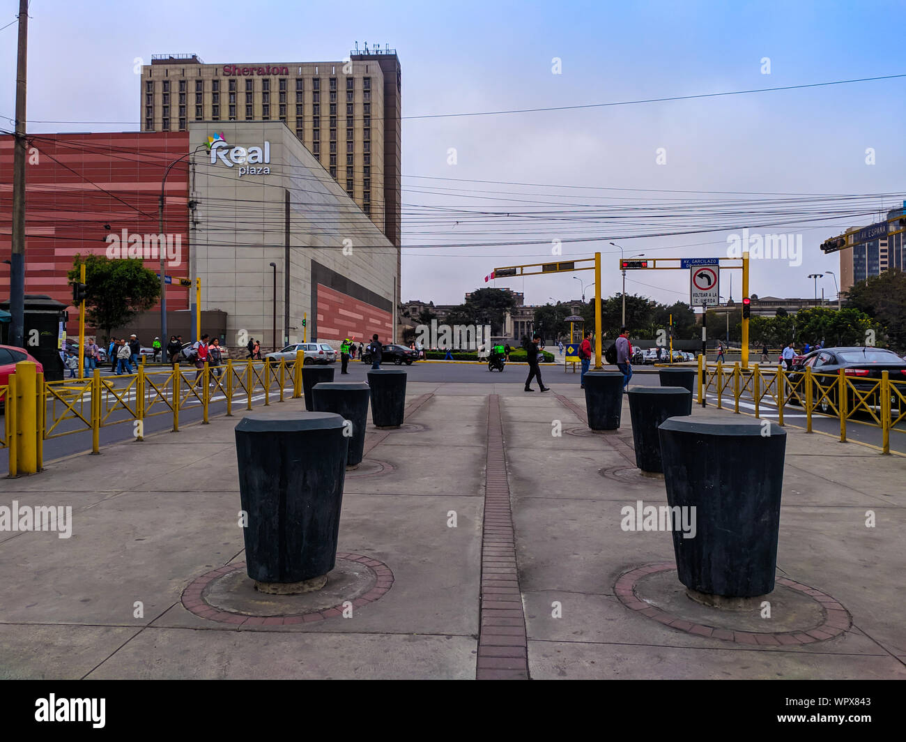 Old colonial buildings at the old center of the Peruvian capital Lima ...