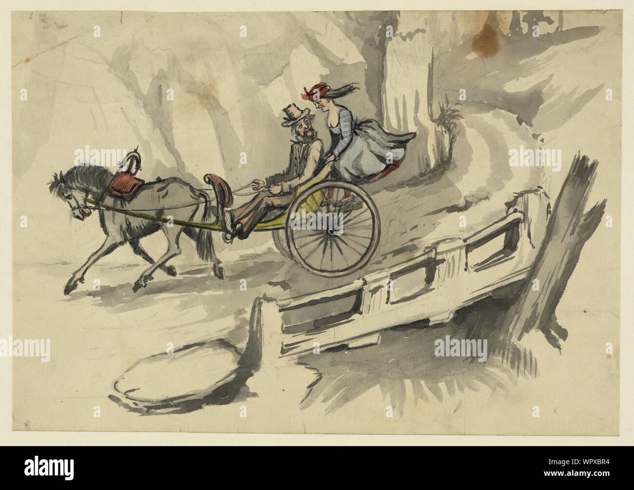 Man and woman riding in horse-drawn cart Stock Photo - Alamy