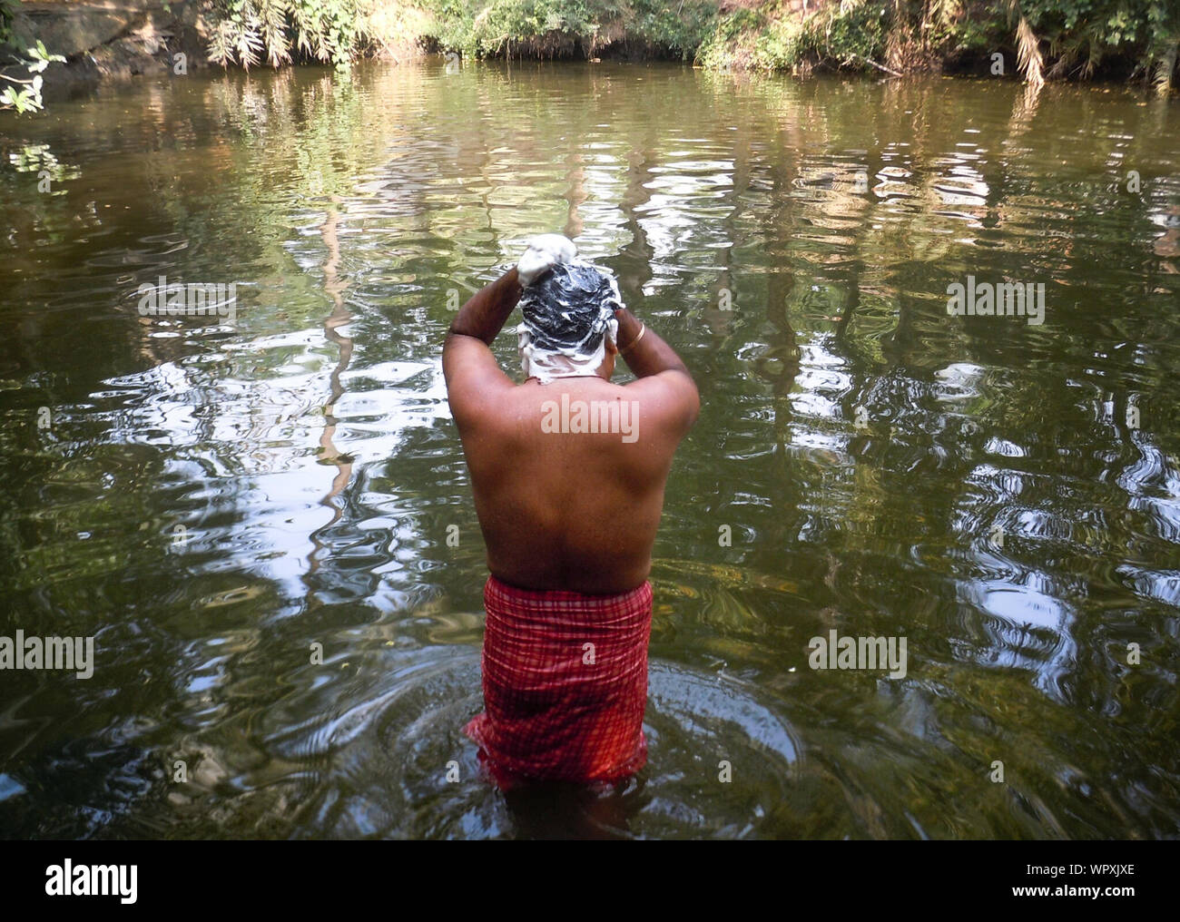 Person washing hair hi-res stock photography and images - Alamy