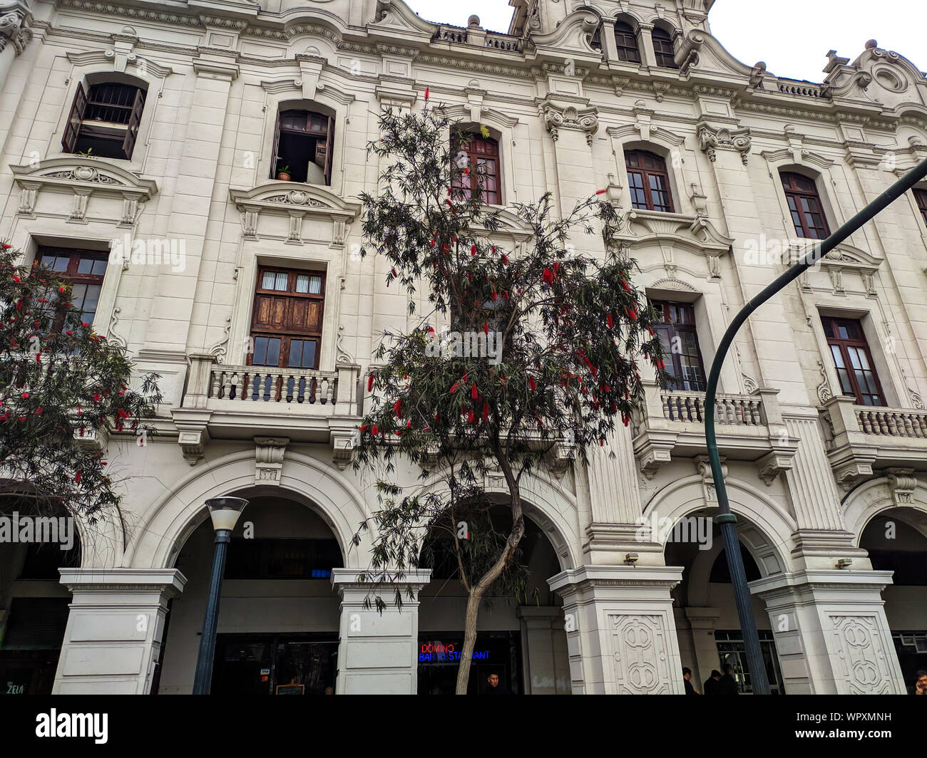 Old colonial buildings at the old center of the Peruvian capital Lima ...