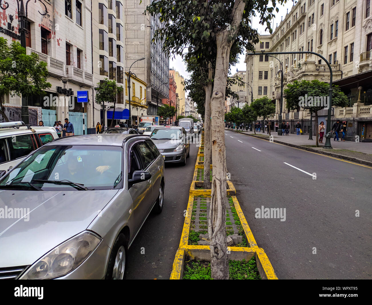 Traffic at the main highways Via expresa and Javier Prado at the ...