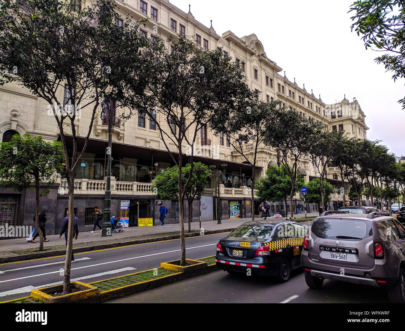 Old colonial buildings at the old center of the Peruvian capital Lima ...