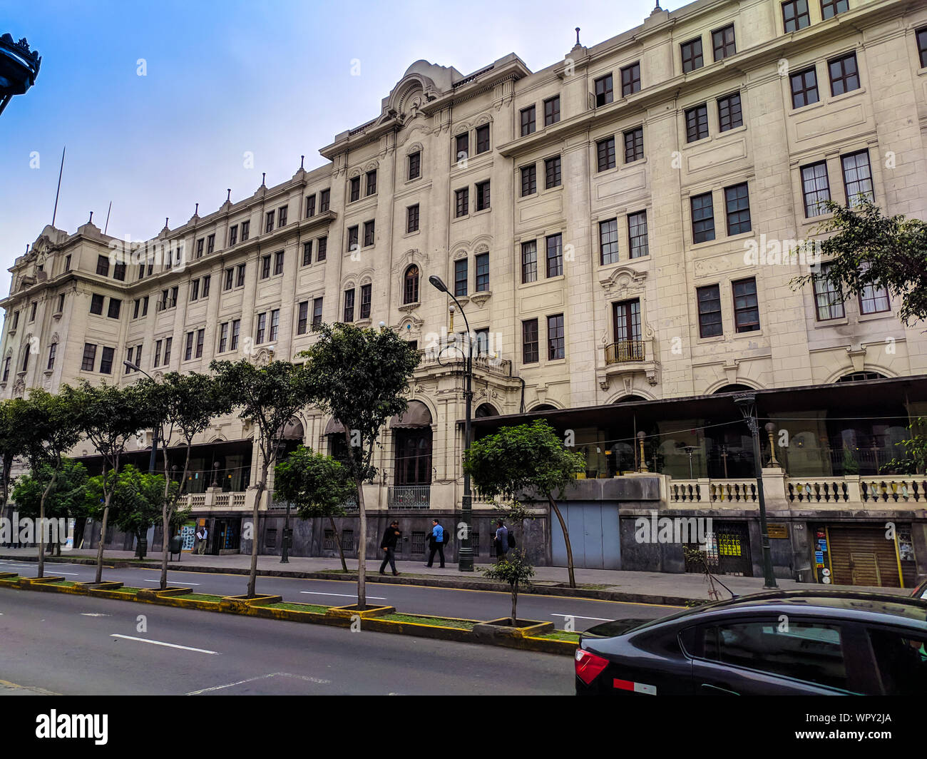 Old colonial buildings at the old center of the Peruvian capital Lima ...