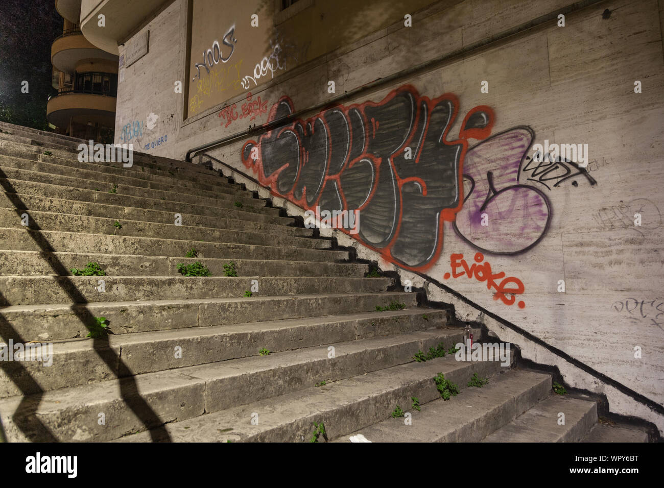 Graffiti on steps from Via Annia Faustina to Viale della Piramide ...