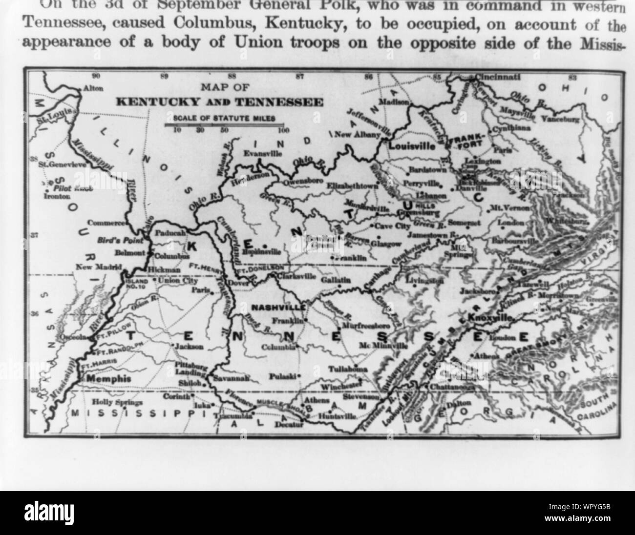 Map of kentucky and tennessee hi-res stock photography and images - Alamy